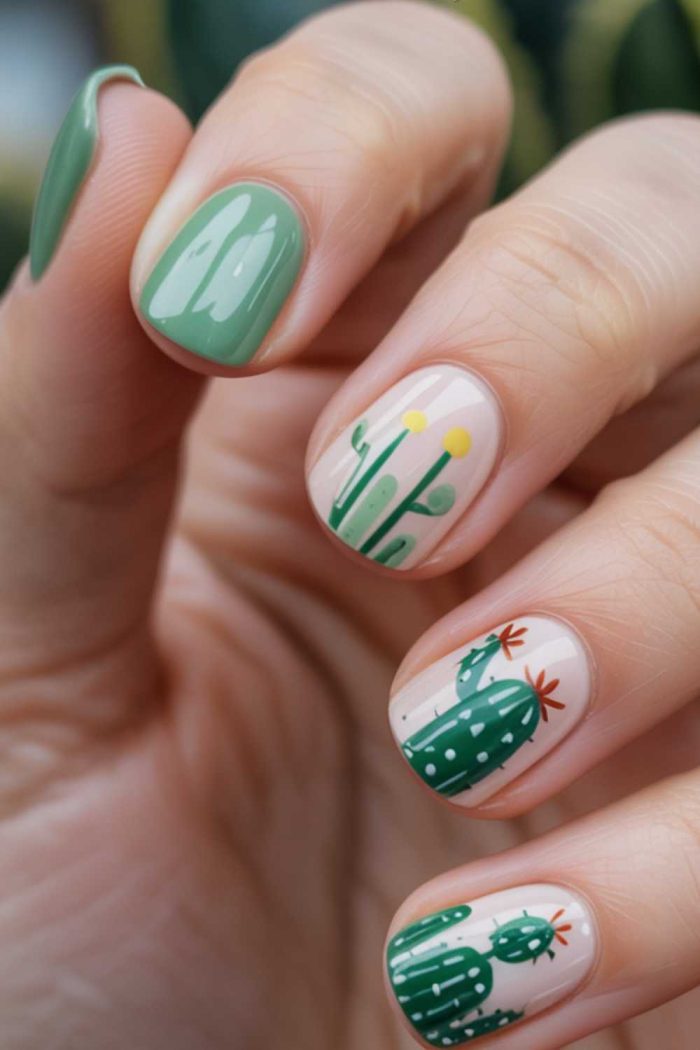 15 Simple Cactus Nail Art Designs for Plant Lovers